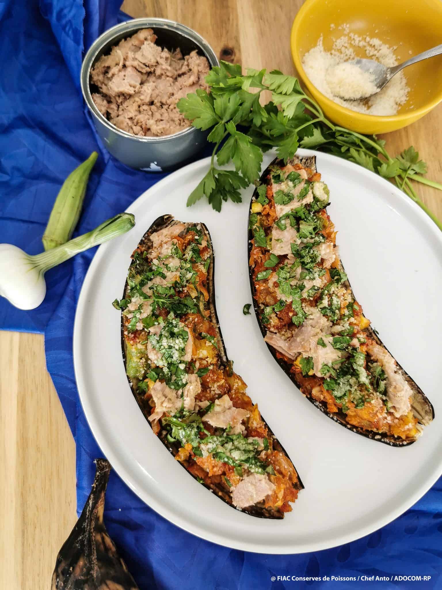 Bananes plantain farcies au thon en conserve - Conserves de Poissons